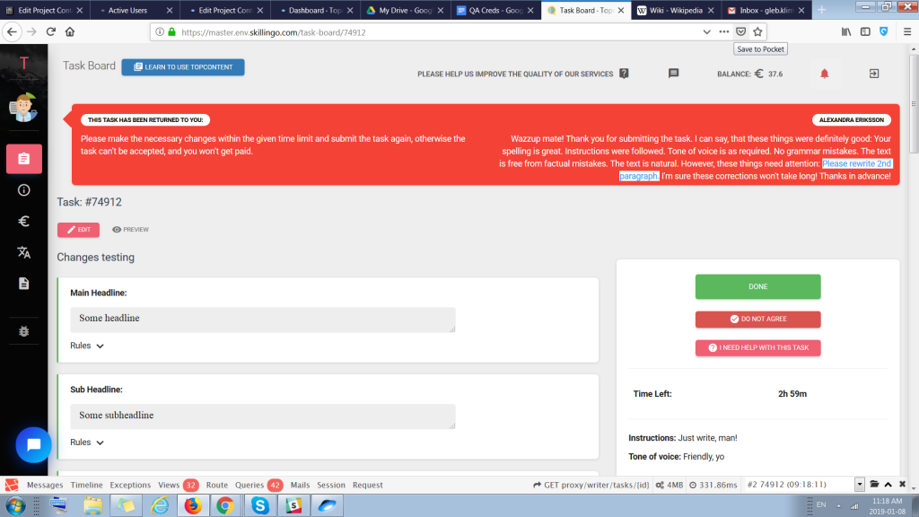 How the Task Evaluation form works | Topcontent Guides